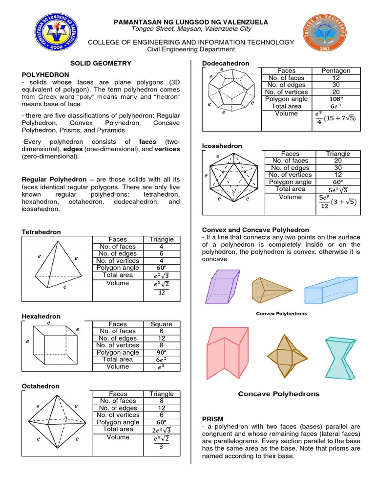 6.2 Solid Geometry 1 Polyhedrons | PDF