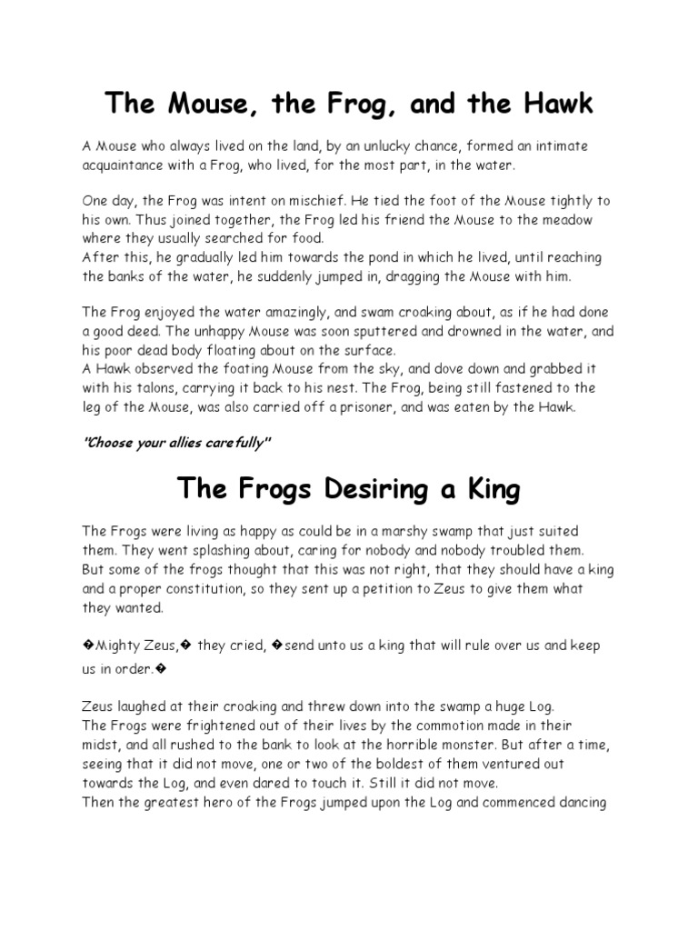 The Mouse, The Frog, and The Hawk | PDF | Frog | Nature