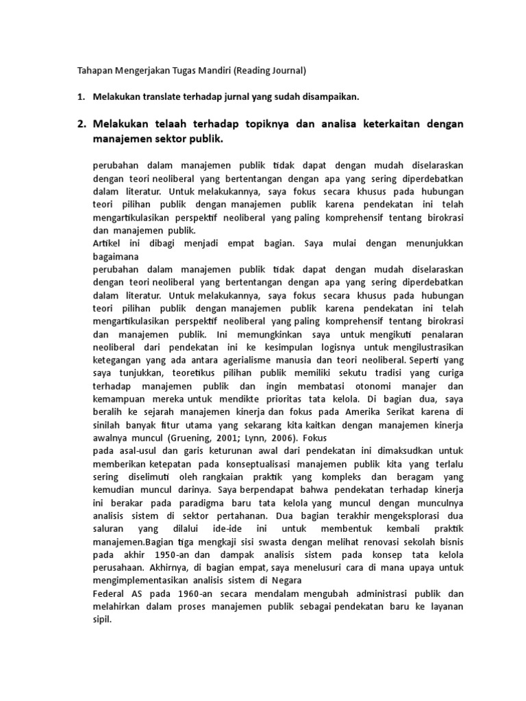 Tahapan Mengerjakan Tugas Mandiri | PDF