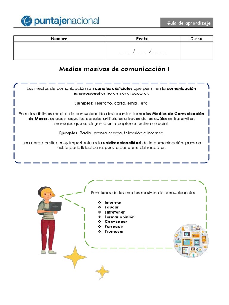 Guia de Aprendizaje Medios Masivos de Comunicacion I | PDF