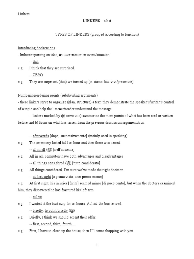 List of Linkers | PDF