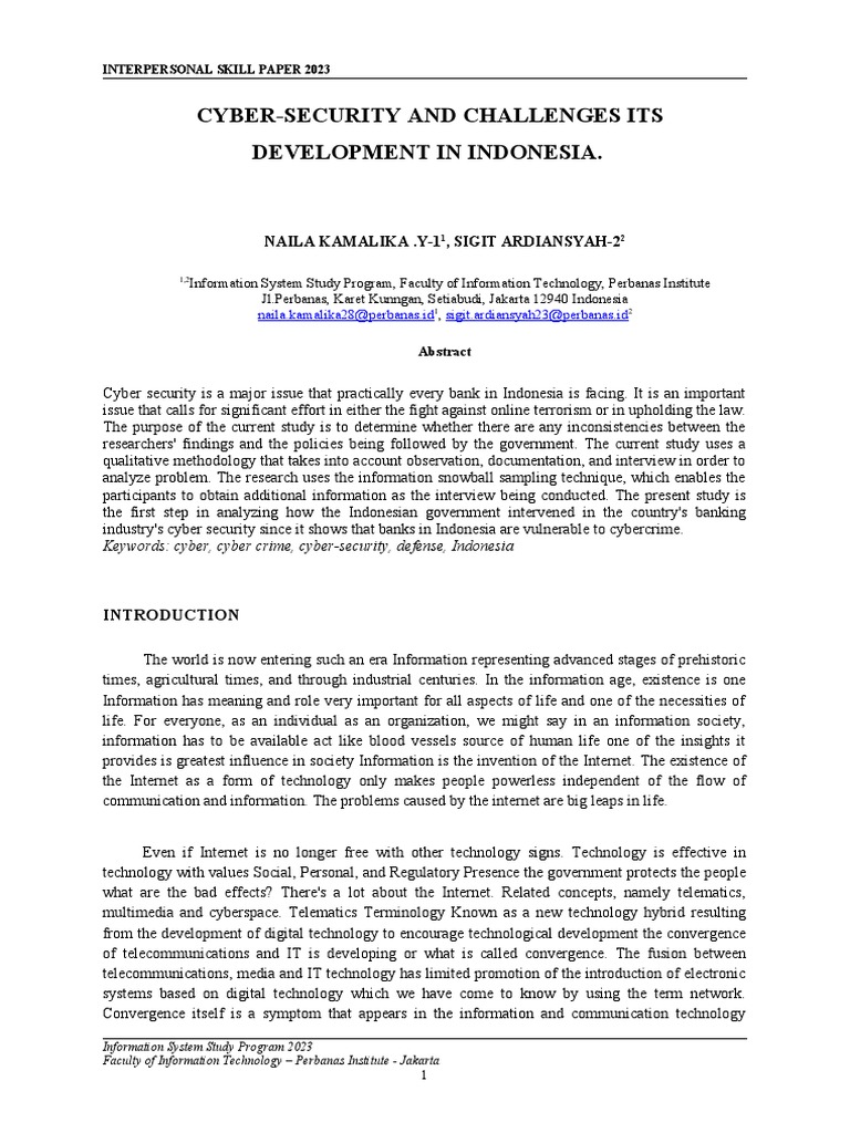 Cybersecurity Challenges in Indonesia | PDF | Computer Security | Security