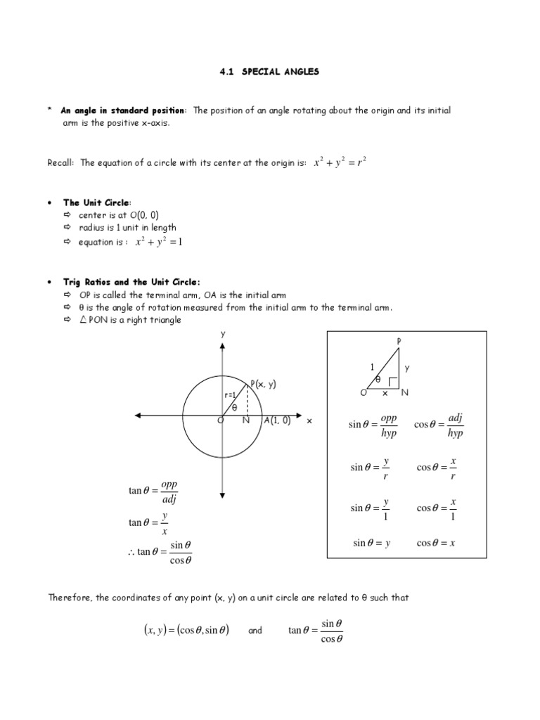 MCR3U Unit #6 Notes | PDF | Trigonometric Functions | Euclidean Plane ...