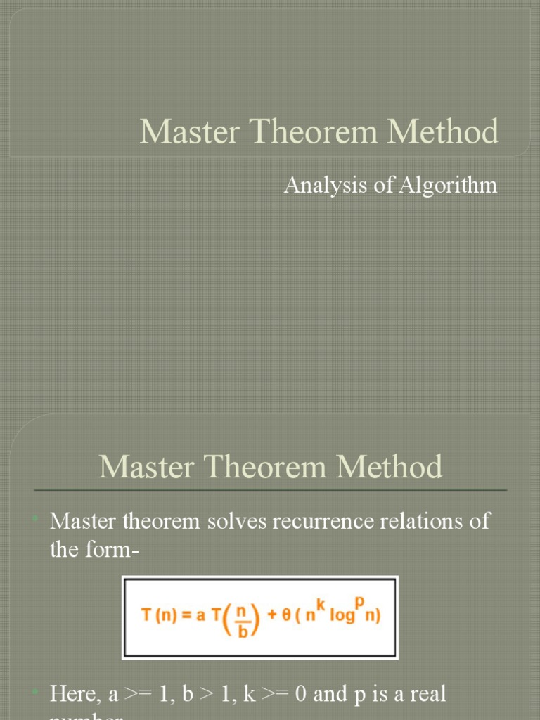Master Theorem | Download Free PDF | Recurrence Relation | Theoretical Computer Science