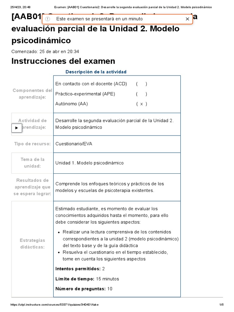 Examen - (AAB01) Cuestionario2 - Desarrolle La Segunda Evaluación Parcial de La Unidad 2. Modelo ...