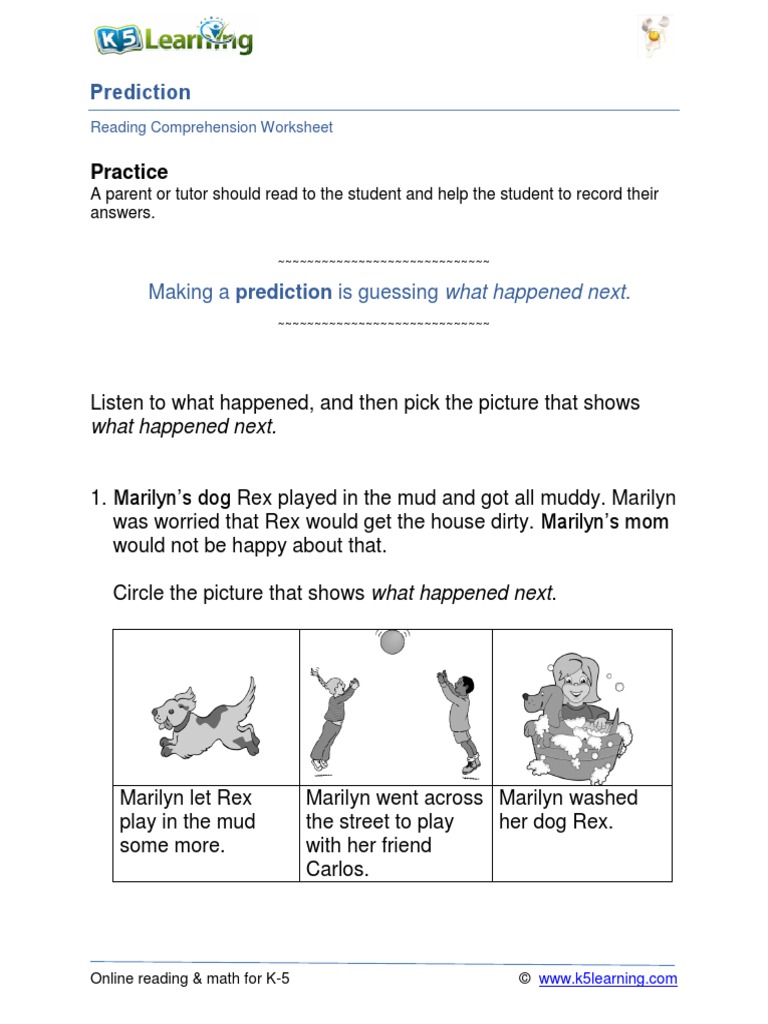 Grade 1 Prediction Worksheets | PDF