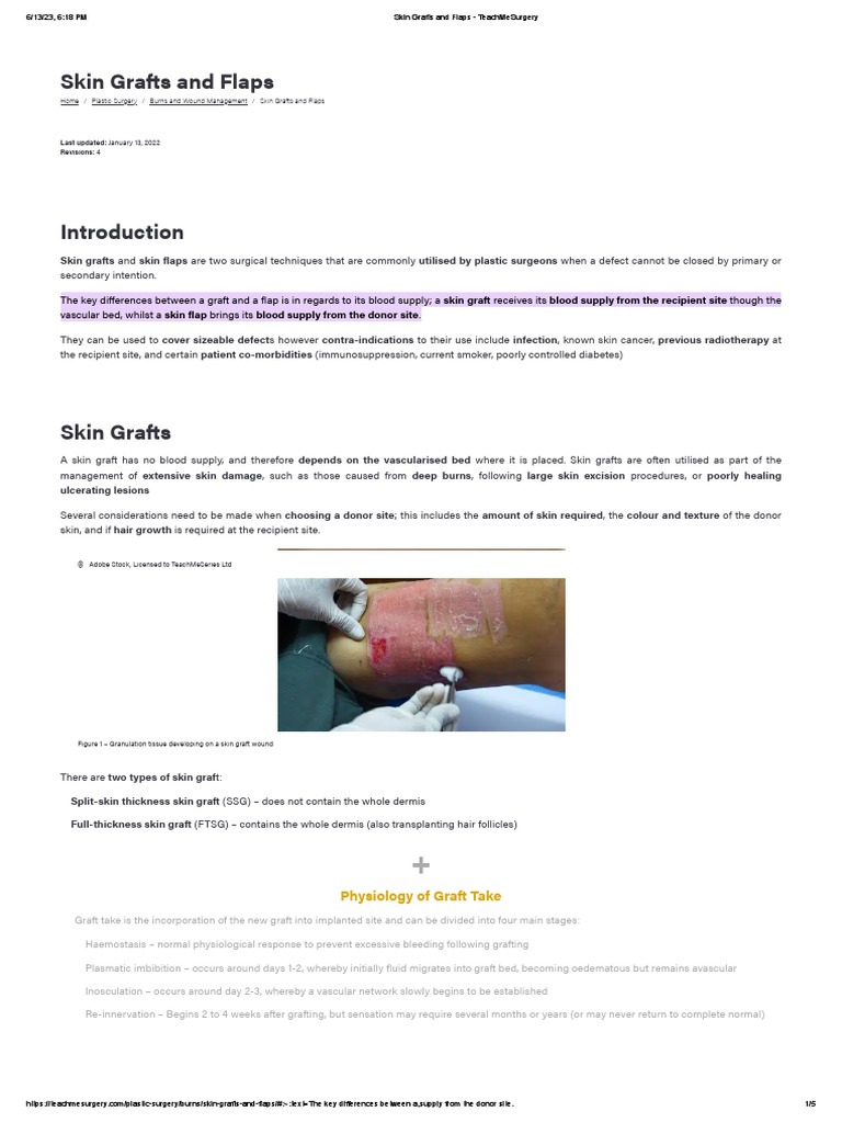 Skin Grafts and Flaps - TeachMeSurgery | PDF | Skin | Human Anatomy