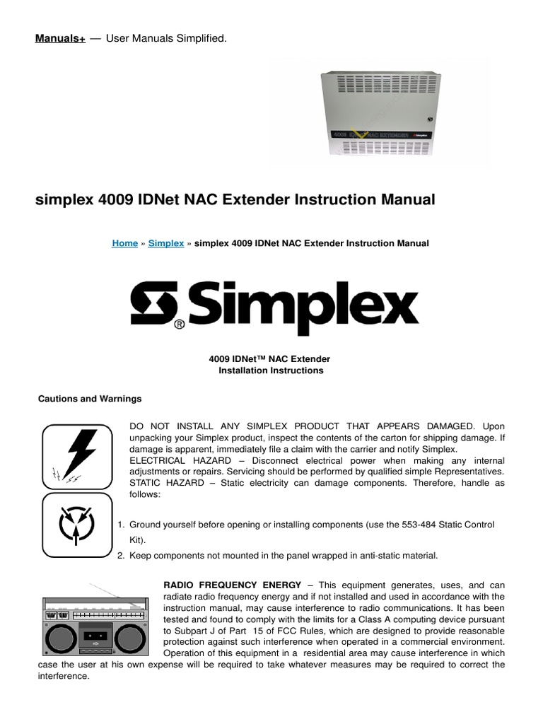 4009 Idnet Nac Extender Manual | PDF | Electrical Wiring | Optical Fiber