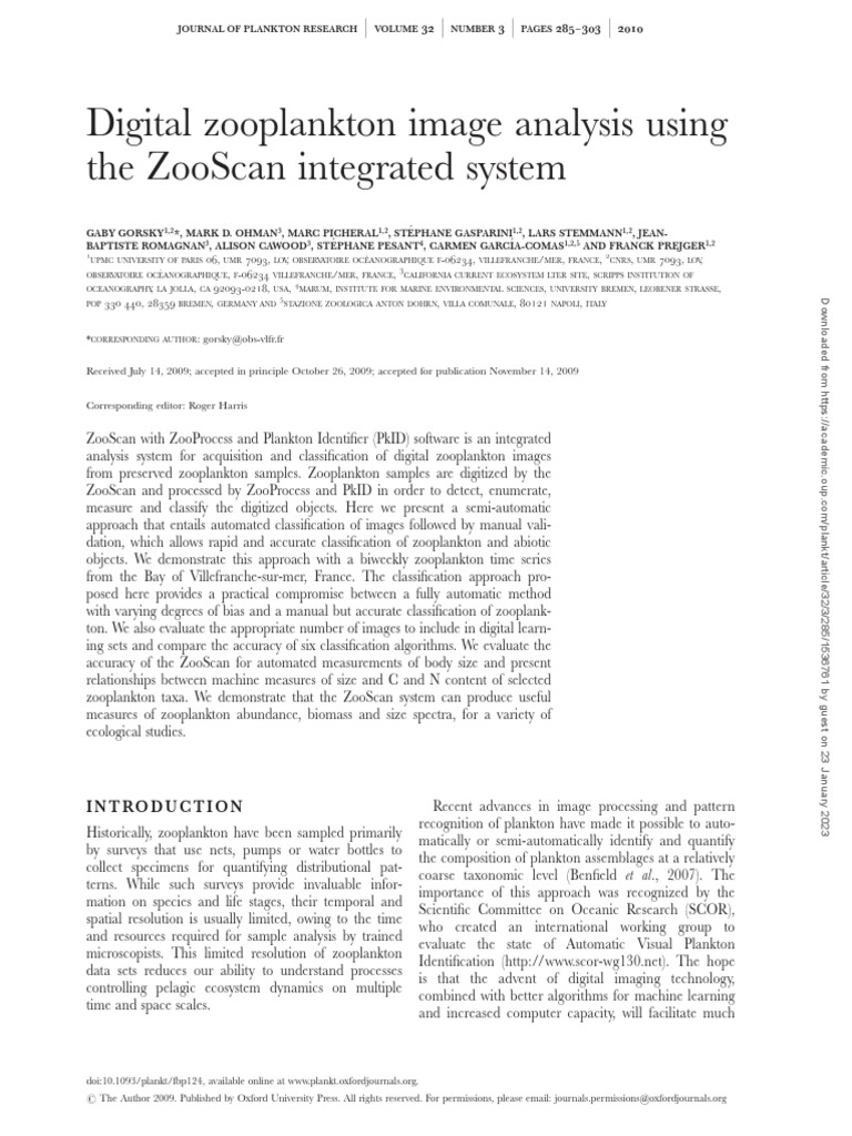 Zooscan | PDF | Statistical Classification | Image Scanner
