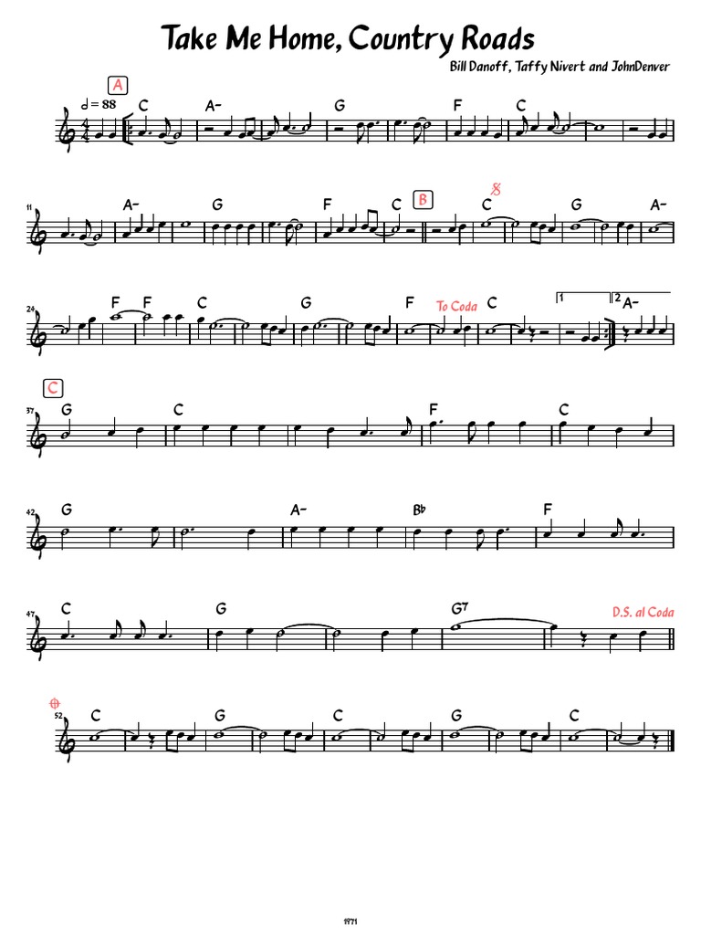 Take Me Home Country Roads Lead Sheet | PDF
