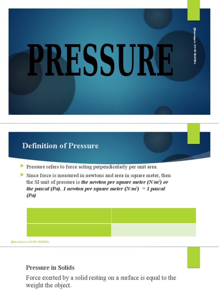 04 Pressure | PDF | Science & Mathematics