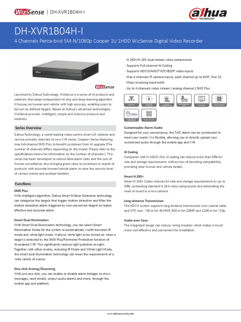 XVR1B04H-I Datasheet 20220530 | PDF | Hdmi | Video