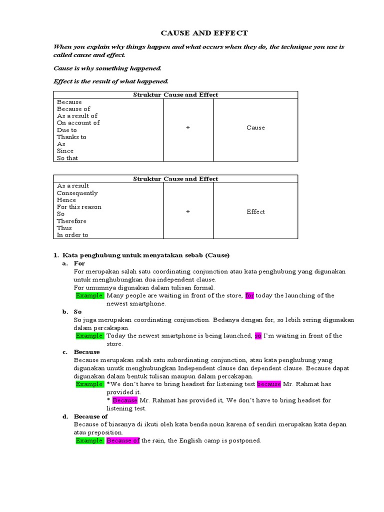 Materi Cause and Effect | PDF | Language Mechanics | Grammar