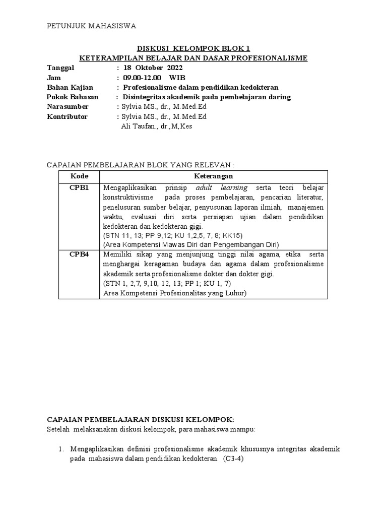 Diskel Integritas Akademik | PDF | Karier & Perkembangan