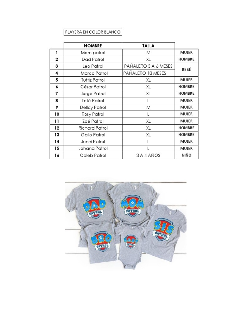 Playeras Paw Patrol | PDF