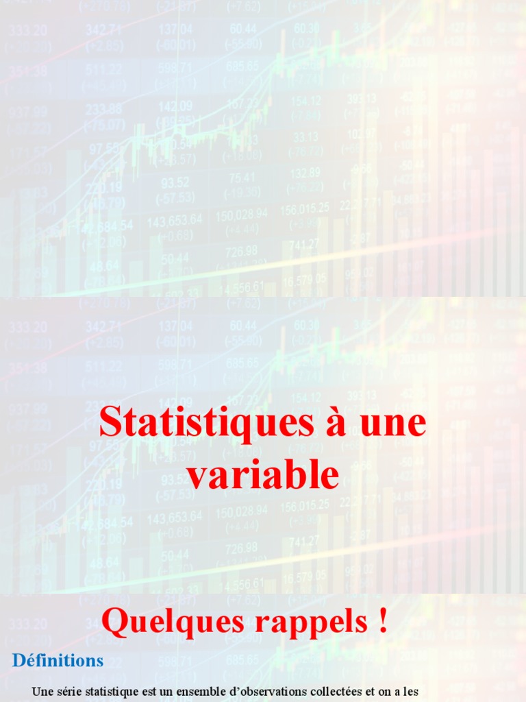 Cours Stat 1 Variable | PDF | Moyenne | Indicateur de dispersion