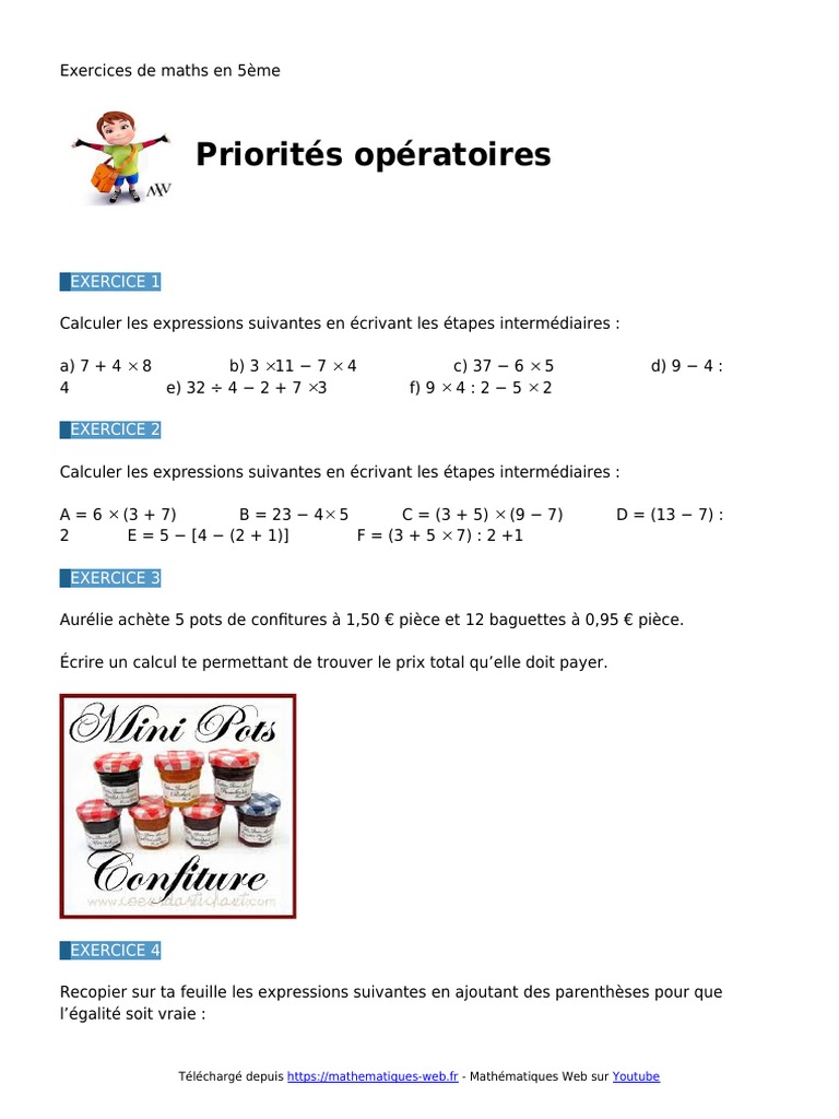 Exercices de maths pour 5ème | PDF | Zone | Triangle