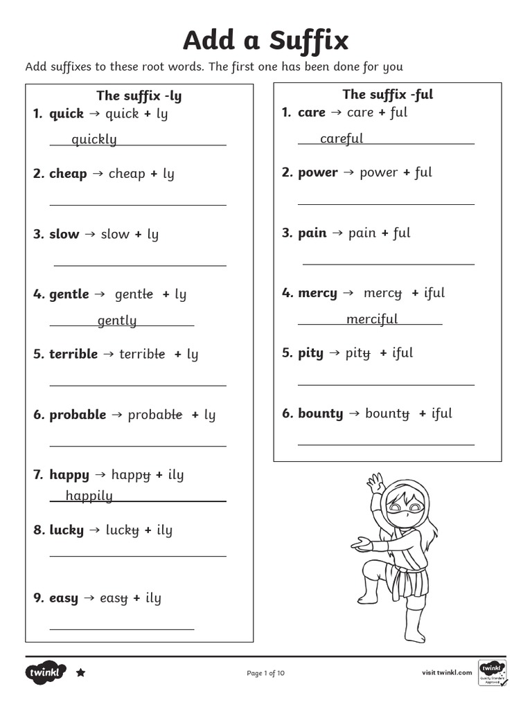 Adding A Suffix Differentiated Worksheets | PDF | Word | Language Mechanics