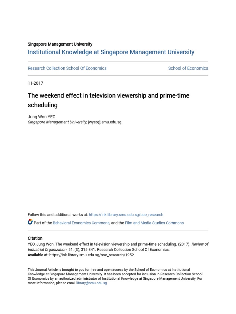 The Weekend Effect in Television Viewership and Prime-Time Schedu | PDF ...