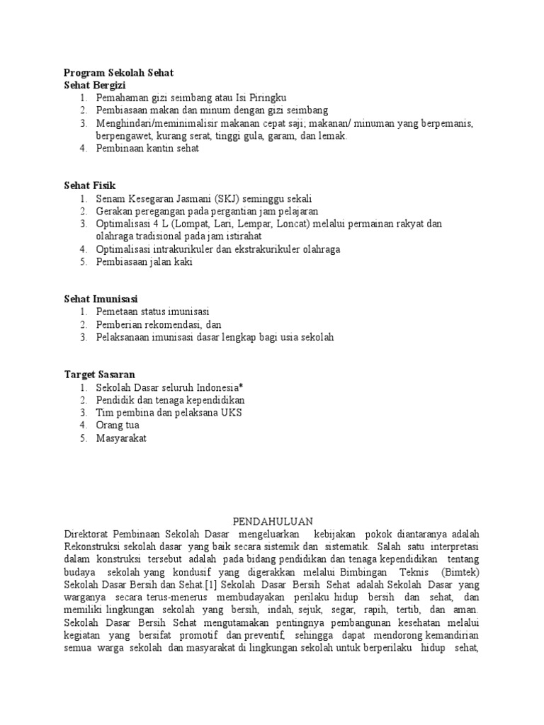 Program Sekolah Sehat SD | PDF