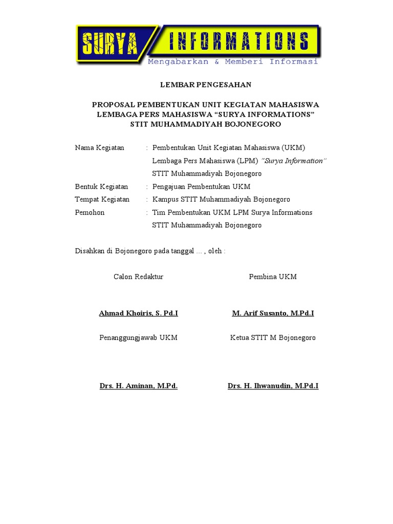 Proposal Pembentukan Ukm Jurnalis | PDF