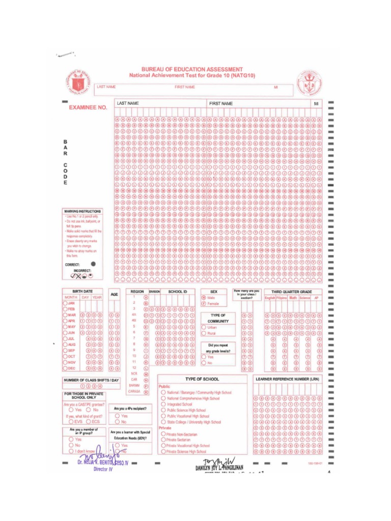 Sample Answer Sheets | PDF