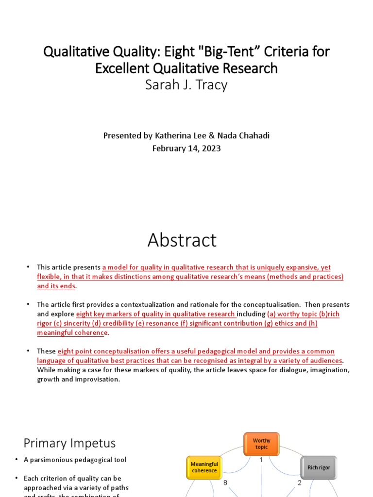 8-Big-Tent Criteria For Excellent Qualitative Research | PDF