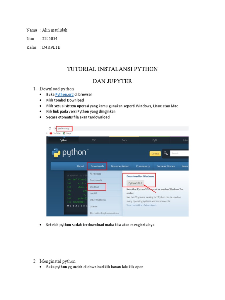 Tutorial Instalansi Python Dan Jupyter Notebook (2205034) | PDF | Game ...