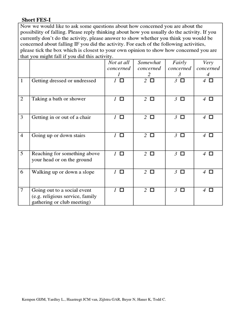 Short FES-I English | PDF