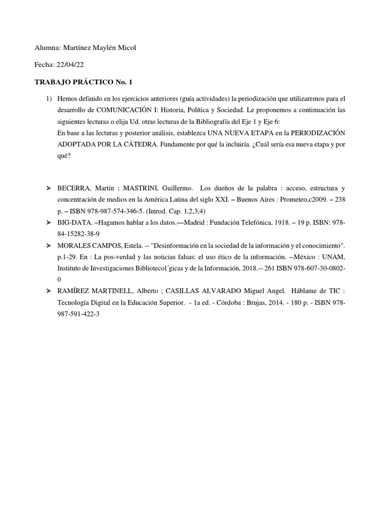 Trabajo Práctico N°1 | PDF