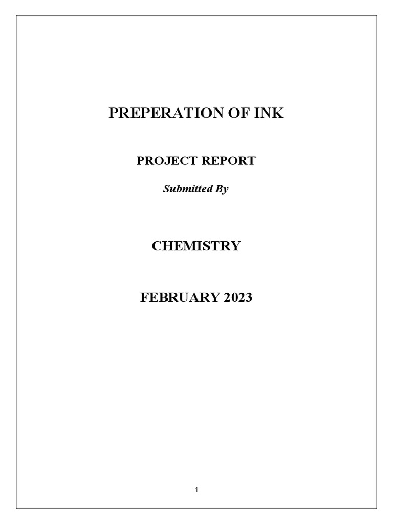 Class 12 Cbse Project: Preparation of Ink | PDF | Ink | Chemical Substances