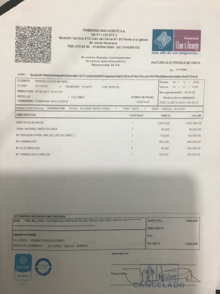 Factura Funeraria | PDF