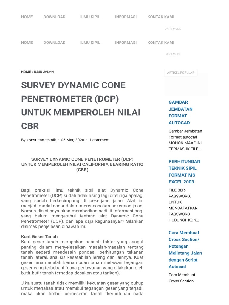 Survey Dynamic Cone Penetrometer (DCP) Untuk Memperoleh Nilai CBR ...