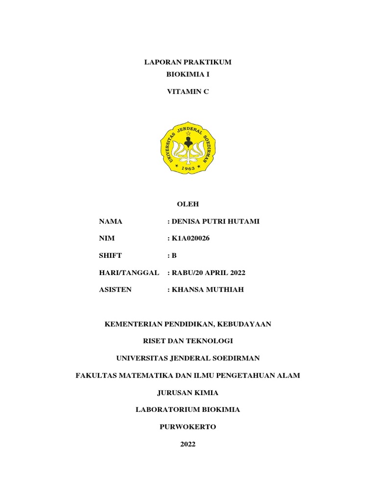 Laprak 5 Vitamin C - K1a020026 Denisa Putri Hutami | PDF