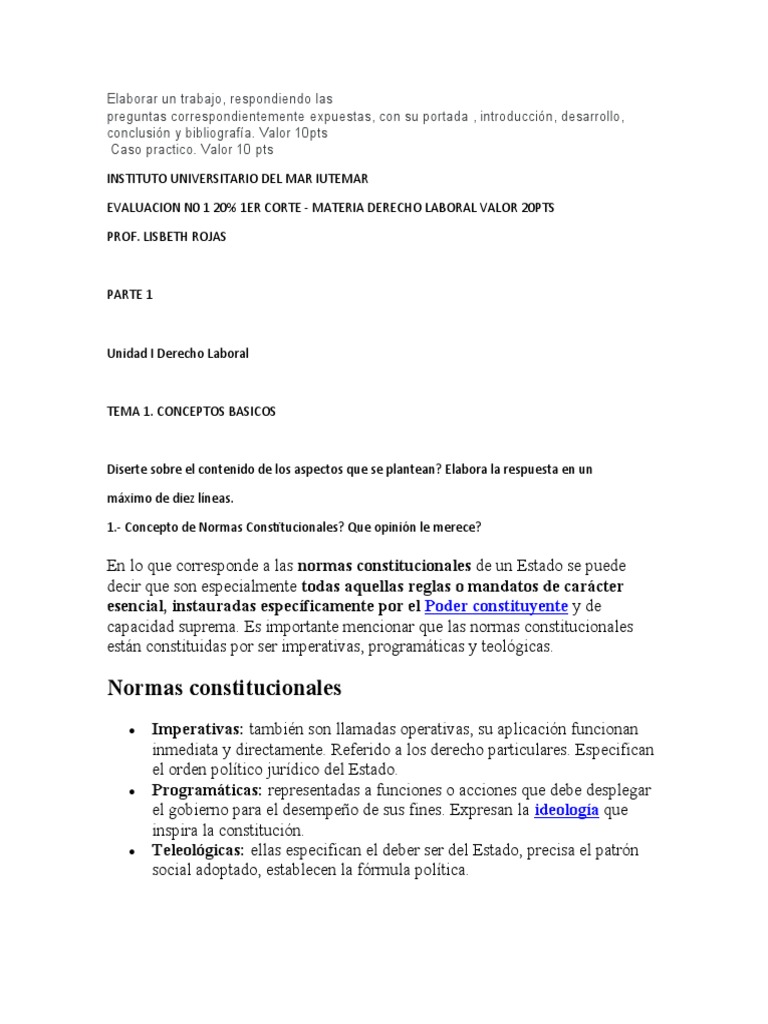 Lisbeth 1 | PDF | Constitución | Derecho laboral