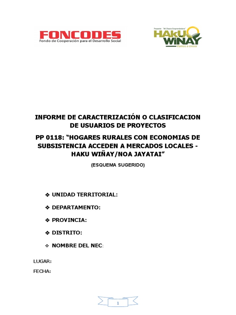 Informe de Caracterización Usuarios de Haku Wiñay | PDF | Ahorro ...