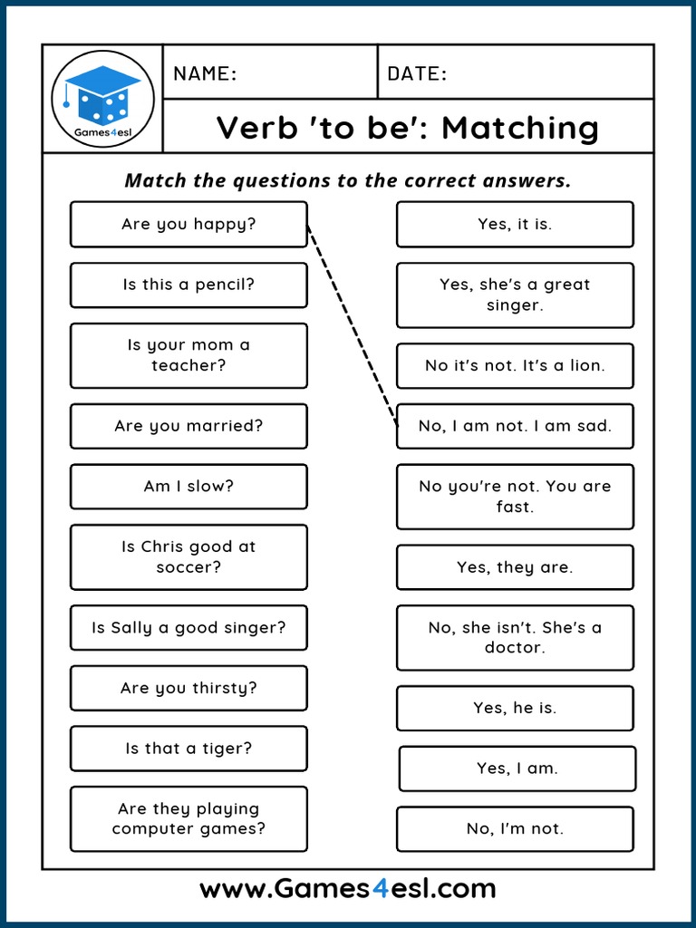 Verb to Be Worksheet 4 | PDF