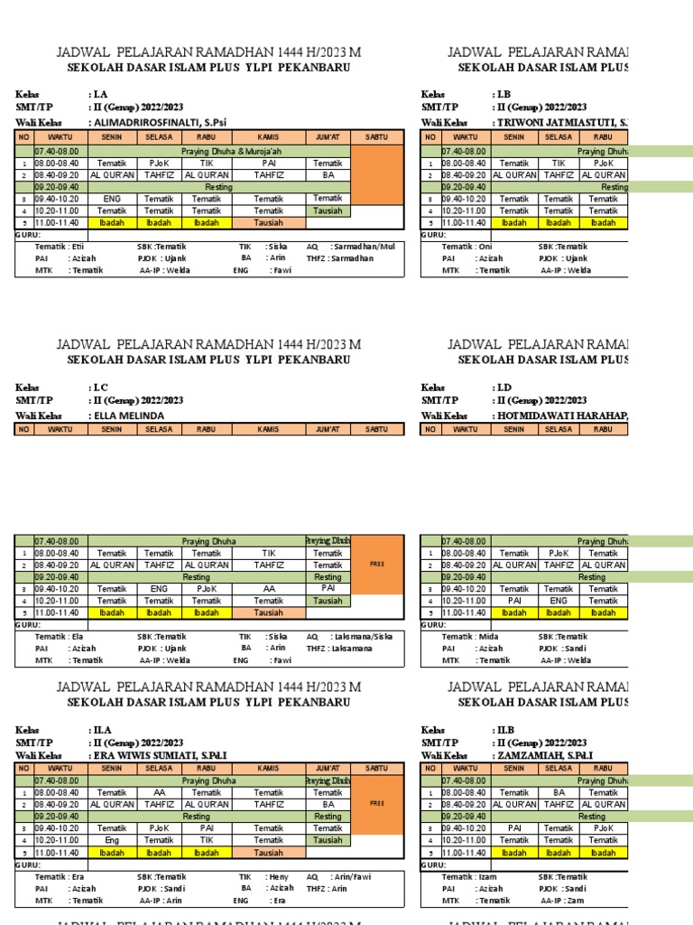 Jadwal Ramadhan SMT II 2022-2023 | PDF