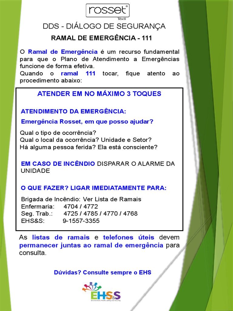 DDS - Ramal de Emergência 111 | PDF
