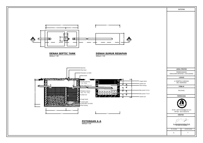Denah Septic Tank Denah Sumur Resapan: SKALA 1:30 SKALA 1:30 | PDF