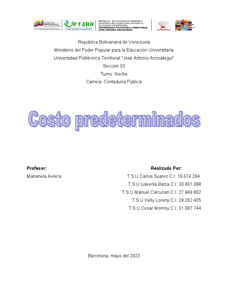 Costos Predeterminados | PDF
