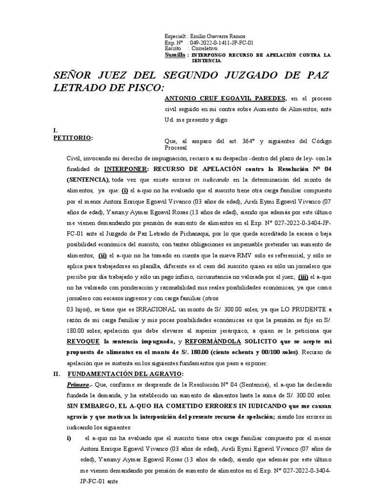 Recurso de apelación de sentencia-completo (4) | PDF | Apelación | Sentencia (ley)