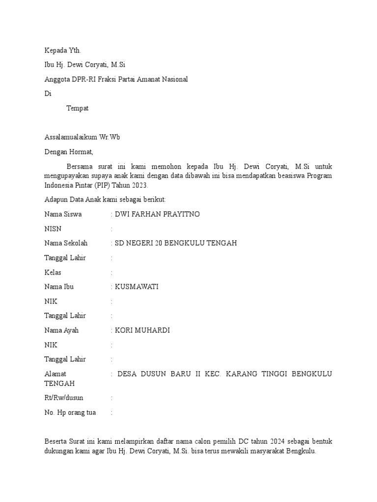 Permohonan Pip Parhan | PDF