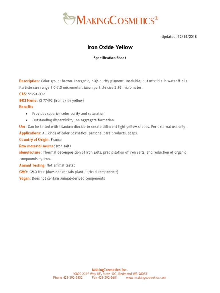 Fact Sheet Pigment Iron Oxide Yellow | PDF