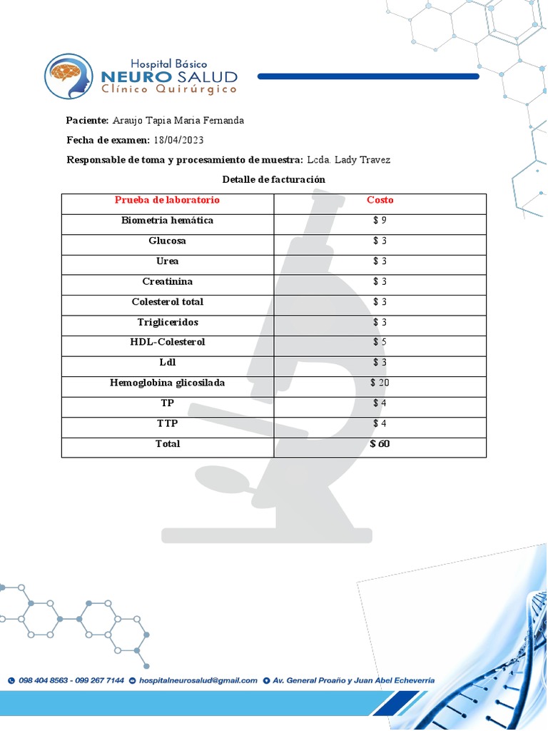 Detalle de Facturacion Araujo Ma. Fernanda | PDF