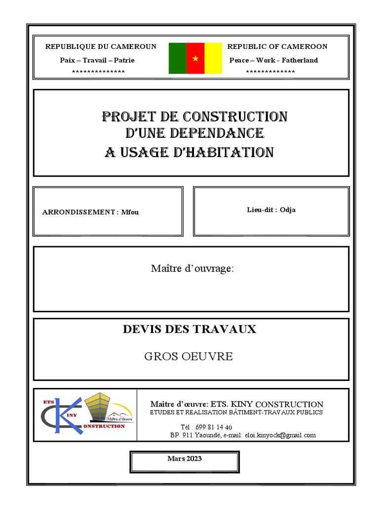 Devis Construction Dépendance Odja | PDF | Éléments architecturaux ...