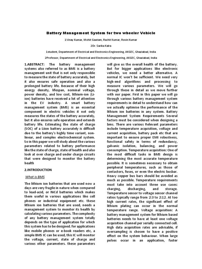 Bms Research Paper Pdf Lithium Ion Battery Simulation