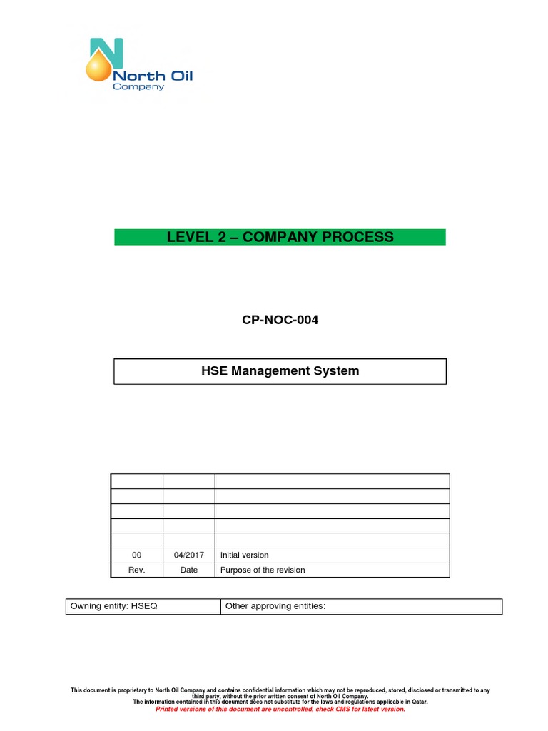 CP NOC 004 HSE Management | PDF