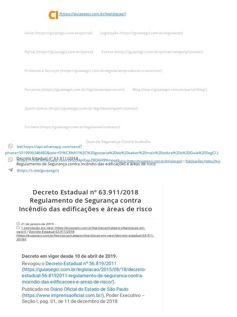 Decreto Estadual Nº 63.911 - 2018regulamento de Segurança Contra ...