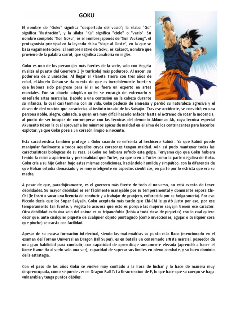 Biografía de Goku: Historia y Poderes | PDF | esfera del dragón